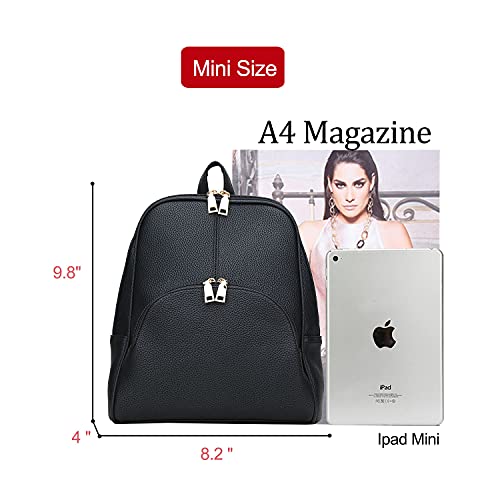 KKXIU Casual Mini Backpack Small Daypacks Purse Synthetic Leather for Girls and Women (black 1)