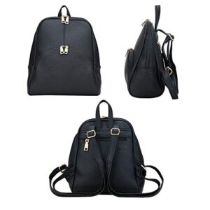 KKXIU Casual Mini Backpack Small Daypacks Purse Synthetic Leather for Girls and Women (black 1)