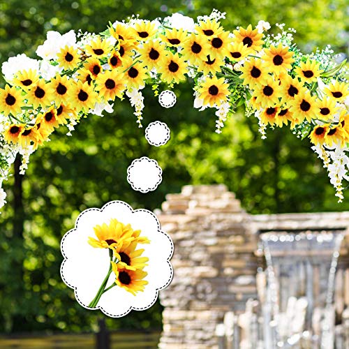 Luinabio 50 Pieces Mini Artificial Sunflower Heads with Iron Wire for Home Party Decoration Wedding Decor, Bride Holding Flowers Centerpieces Wreath Garden Craft DIY Art Decor Crafts (1.77 Inch)