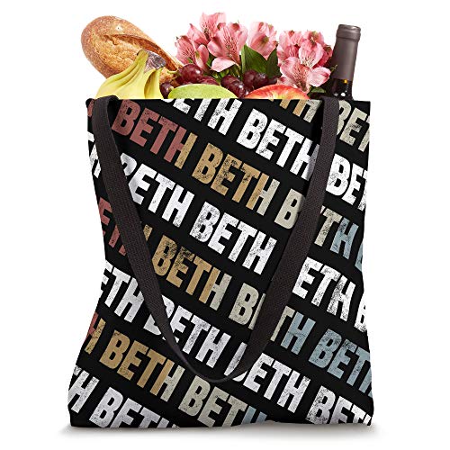 Vintage First Name Pattern Retro Forename Gift for Beth Tote Bag