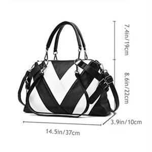 YAQUNICER Women Large-capacity Soft Synthetic PU Leather Portable Shoulder Top-Handle Handbags Tote Hobo Clutches-Black