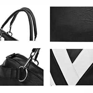 YAQUNICER Women Large-capacity Soft Synthetic PU Leather Portable Shoulder Top-Handle Handbags Tote Hobo Clutches-Black