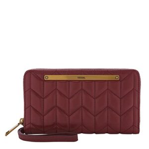 fossil liza zip around clutch, wine quilted