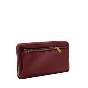 Fossil Liza Zip Around Clutch, Wine Quilted