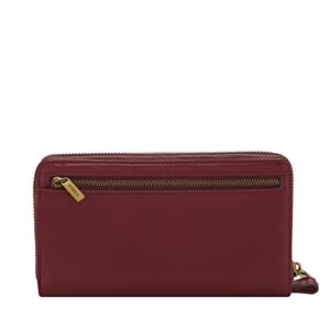 Fossil Liza Zip Around Clutch, Wine Quilted