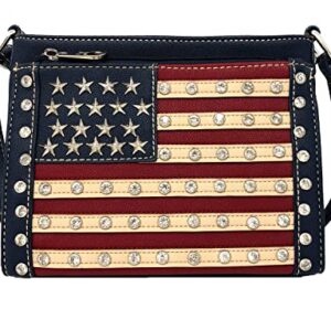 Montana West American Pride Collection Crossbody Organizer Purse USA Stars Stripes Navy