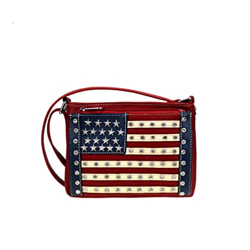 Montana West American Pride Collection Crossbody Organizer Purse USA Stars Stripes Navy