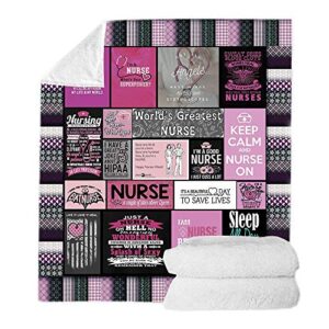 Ultra Soft Nurse Theme Blanket Microfiber Plush Sherpa Blanket Gifts for Women Nurses Warm Cozy Fuzzy Throw Blanket for Bed and Couch (Nurse Blanket04, 150cm x 200cm(59'' x 79''))