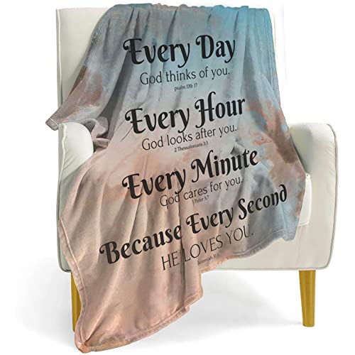 QETXVI Bible Verse Blanket with Inspirational Thoughts and Prayers- Religious Throw Blanket Soft Lightweight Cozy Plush Warm Blankets for Women Men Gift 40"X 50"