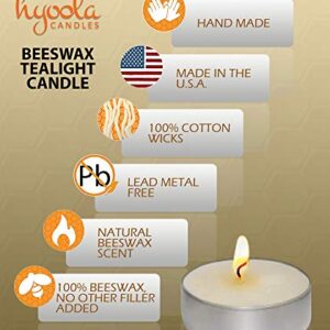 HYOOLA White Beeswax Tealight Candles in Aluminum Cup - 24 Pack - 100% Pure Natural Beeswax Candles