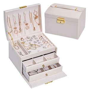 bausweety jewelry box with 2 drawers,lockable jewelry organizer for women girls