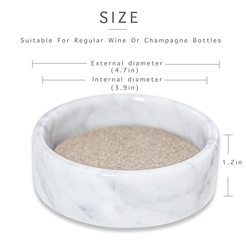 JIMEI Marble Wine Bottle Coaster Wine Bottle Champagne Bottle Coaster Absorbent Cork Holder Bottles and Any Occasion (White)