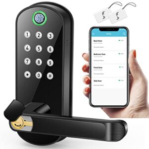 smart lock, keyless entry door lock, smart door lock, smart lock for front door, keyless door lock, fingerprint door lock, biometric door lock, keypad door lock, digital door lock (black)