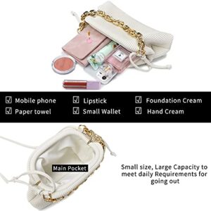 KingTo Shoulder Clutch Purse Handbag for Women Designer Small Dumpling Chain Pouch Bag Soft Ruched Crossbody Bag