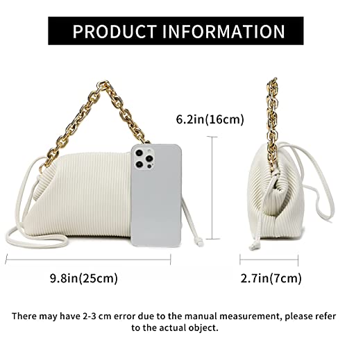 KingTo Shoulder Clutch Purse Handbag for Women Designer Small Dumpling Chain Pouch Bag Soft Ruched Crossbody Bag