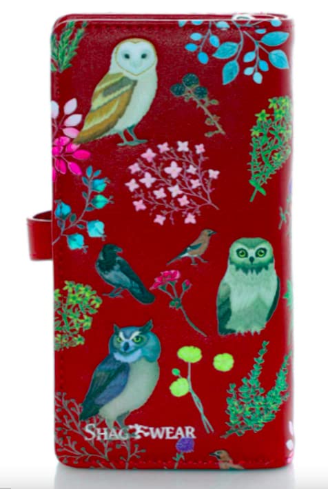 Shag Wear Wild Bird Owl Large Women's Wallet Red 7"