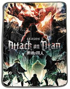 great eastern entertainment attack on titan season 2- key art sublimation throw blanket, multicolor