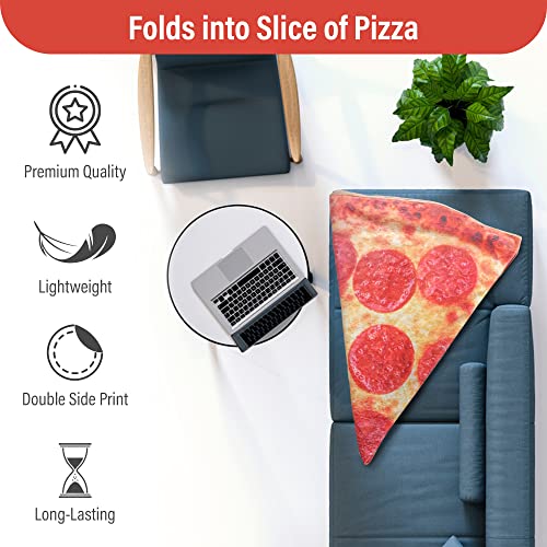 Pizza Blanket Pepperoni Fleece Large 71" Thick 300 GSM Extra Soft 2 Design Double Print with Crust Calzone Adult and Children Throw Blanket Bedroom Blanket