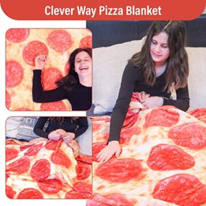 Pizza Blanket Pepperoni Fleece Large 71" Thick 300 GSM Extra Soft 2 Design Double Print with Crust Calzone Adult and Children Throw Blanket Bedroom Blanket