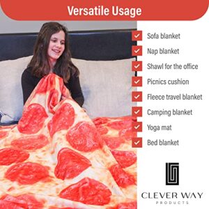 Pizza Blanket Pepperoni Fleece Large 71" Thick 300 GSM Extra Soft 2 Design Double Print with Crust Calzone Adult and Children Throw Blanket Bedroom Blanket