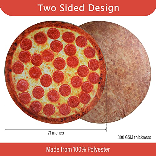 Pizza Blanket Pepperoni Fleece Large 71" Thick 300 GSM Extra Soft 2 Design Double Print with Crust Calzone Adult and Children Throw Blanket Bedroom Blanket