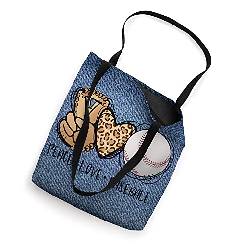 Peace Love Baseball Mom Leopard Print Cheetah Pattern Tote Bag