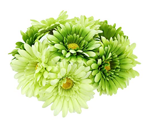 TOPIA Artificial African Daisies Flowers African Daisy Silk Flowers Artificial Gerbera Daisies Pack of 10 (Green)