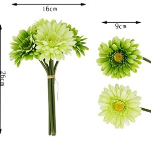 TOPIA Artificial African Daisies Flowers African Daisy Silk Flowers Artificial Gerbera Daisies Pack of 10 (Green)