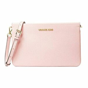 michael kors pebbled leather large triple gusset crossbody – powder blush