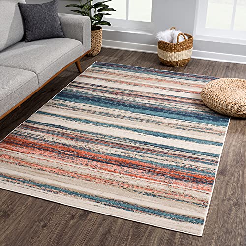 Bloom Rugs Modern Cream Multicolor Area Rug - Abstract Contemporary 8x10 Rug for Living Room, Bedroom and Kitchen (7'10" x 10')