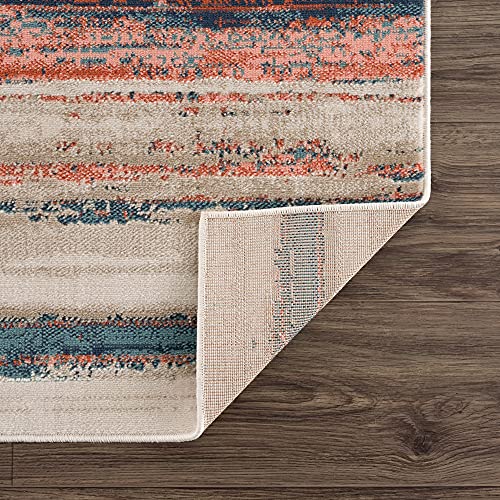 Bloom Rugs Modern Cream Multicolor Area Rug - Abstract Contemporary 8x10 Rug for Living Room, Bedroom and Kitchen (7'10" x 10')