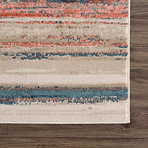 Bloom Rugs Modern Cream Multicolor Area Rug - Abstract Contemporary 8x10 Rug for Living Room, Bedroom and Kitchen (7'10" x 10')