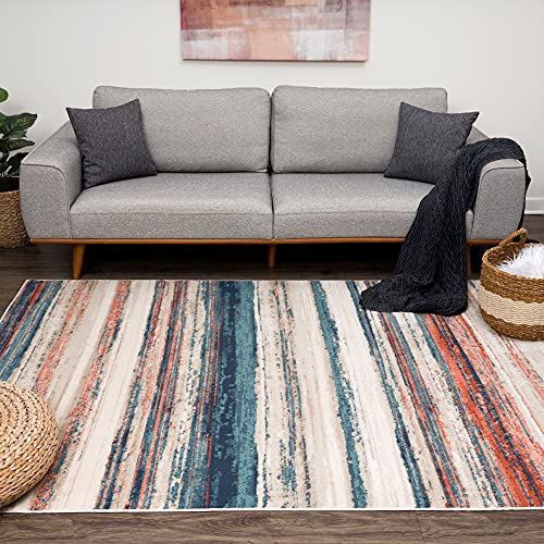 Bloom Rugs Modern Cream Multicolor Area Rug - Abstract Contemporary 8x10 Rug for Living Room, Bedroom and Kitchen (7'10" x 10')