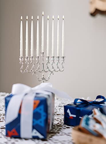 Dripless Chanukah Candles Standard Size - Textured White Hanukkah Candles - Fits Most Menorahs - Premium Quality Wax - 45 Count for All 8 Nights of Hanukkah - by Ner Mitzvah