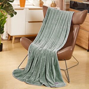 Surii Home Luxury Microfiber Flannel Blanket, Super Soft, Warm, Cozy, Fluffy, and Breathable, Perfect Throws for Bed, Couch, Sofa, for All Season Use. 350GSM King Size 108x90 Inches(Oliver Green)