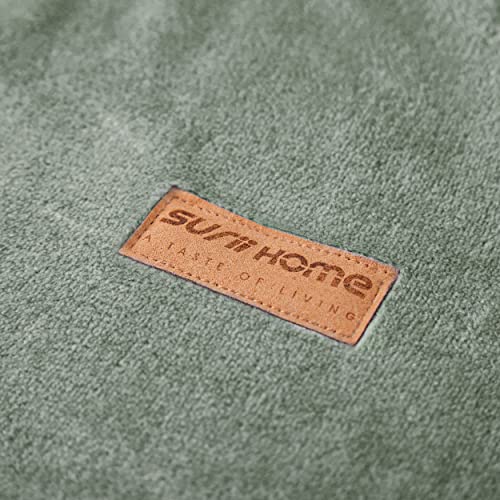 Surii Home Luxury Microfiber Flannel Blanket, Super Soft, Warm, Cozy, Fluffy, and Breathable, Perfect Throws for Bed, Couch, Sofa, for All Season Use. 350GSM King Size 108x90 Inches(Oliver Green)