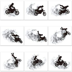 zonon motocross dirt bike wall art prints motocross silhouette poster photos 9 pieces 8 x 10 inch unframed wall decor for man cave living room office bedroom