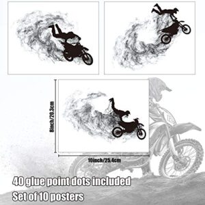 Zonon Motocross Dirt Bike Wall Art Prints Motocross Silhouette Poster Photos 9 Pieces 8 x 10 Inch Unframed Wall Decor for Man Cave Living Room Office Bedroom