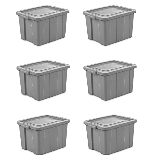 Sterilite 1Tuff1 8 Gallon Capacity Large Stackable Impact Resistant Plastic Storage Tote Container Bins with Indexed Lids (6 Pack)