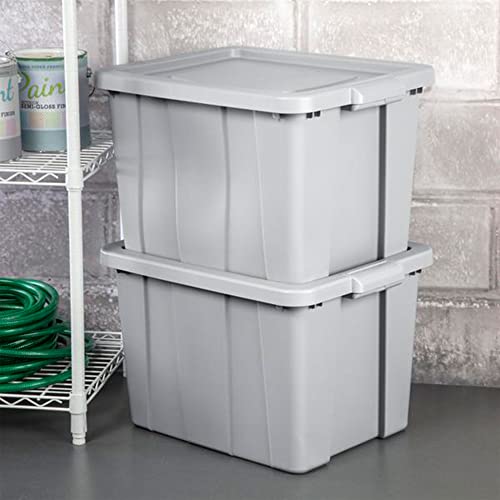 Sterilite 1Tuff1 8 Gallon Capacity Large Stackable Impact Resistant Plastic Storage Tote Container Bins with Indexed Lids (6 Pack)