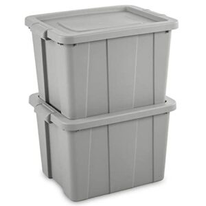 Sterilite 1Tuff1 8 Gallon Capacity Large Stackable Impact Resistant Plastic Storage Tote Container Bins with Indexed Lids (6 Pack)