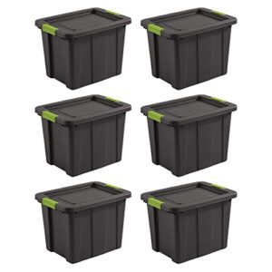 sterilite tuff1 multipurpose 18 gallon stackable plastic storage container organizational tote bin with secure latching lids, flat gray (6 pack)