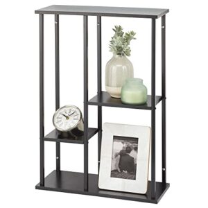 mdesign metal wall decor storage organizer display shelf – 4-tier – hang in bathroom, kitchen, entryway, hallway, mudroom, bedroom, laundry room – wall mount – black