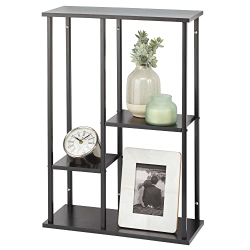 mDesign Metal Wall Decor Storage Organizer Display Shelf - 4-Tier - Hang in Bathroom, Kitchen, Entryway, Hallway, Mudroom, Bedroom, Laundry Room - Wall Mount - Black