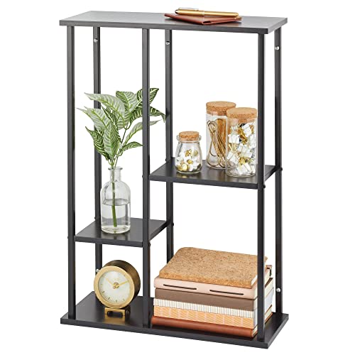 mDesign Metal Wall Decor Storage Organizer Display Shelf - 4-Tier - Hang in Bathroom, Kitchen, Entryway, Hallway, Mudroom, Bedroom, Laundry Room - Wall Mount - Black