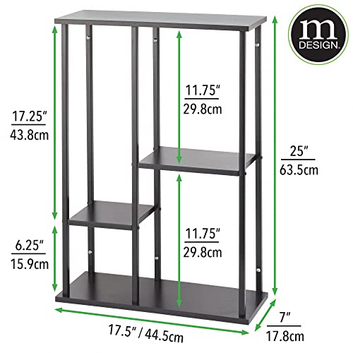 mDesign Metal Wall Decor Storage Organizer Display Shelf - 4-Tier - Hang in Bathroom, Kitchen, Entryway, Hallway, Mudroom, Bedroom, Laundry Room - Wall Mount - Black