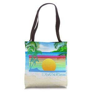 vintage turks caicos islands sunset retro tote bag