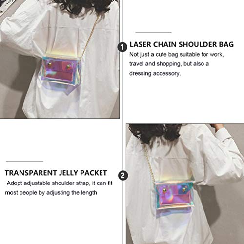 TENDYCOCO Womens Wallet Crossbody Bag Holographic Iridescent Purse with Chain Clear Clutch Bag for Women Women's Tote Handbags