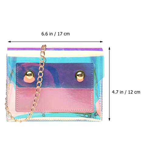 TENDYCOCO Womens Wallet Crossbody Bag Holographic Iridescent Purse with Chain Clear Clutch Bag for Women Women's Tote Handbags