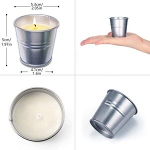 Citronella Candles Outdoor Small Metal Bucket Candle Soy Wax Fly Candle Use for Outdoor and Indoor - 12 Pack